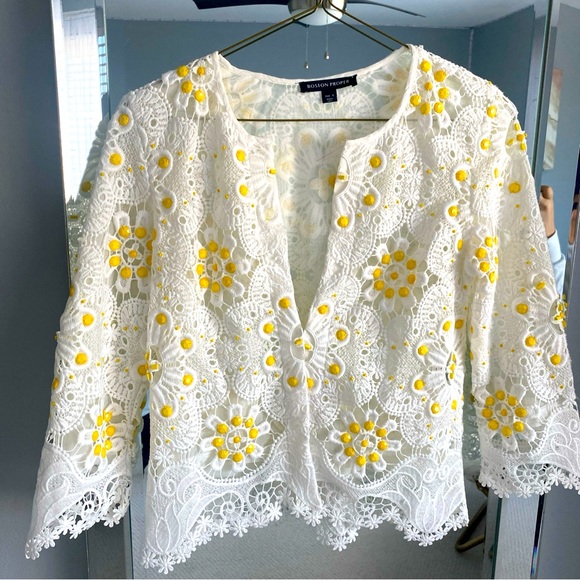 Boston Proper | Jackets & Coats | Boston Proper White Lace Jacket With ...